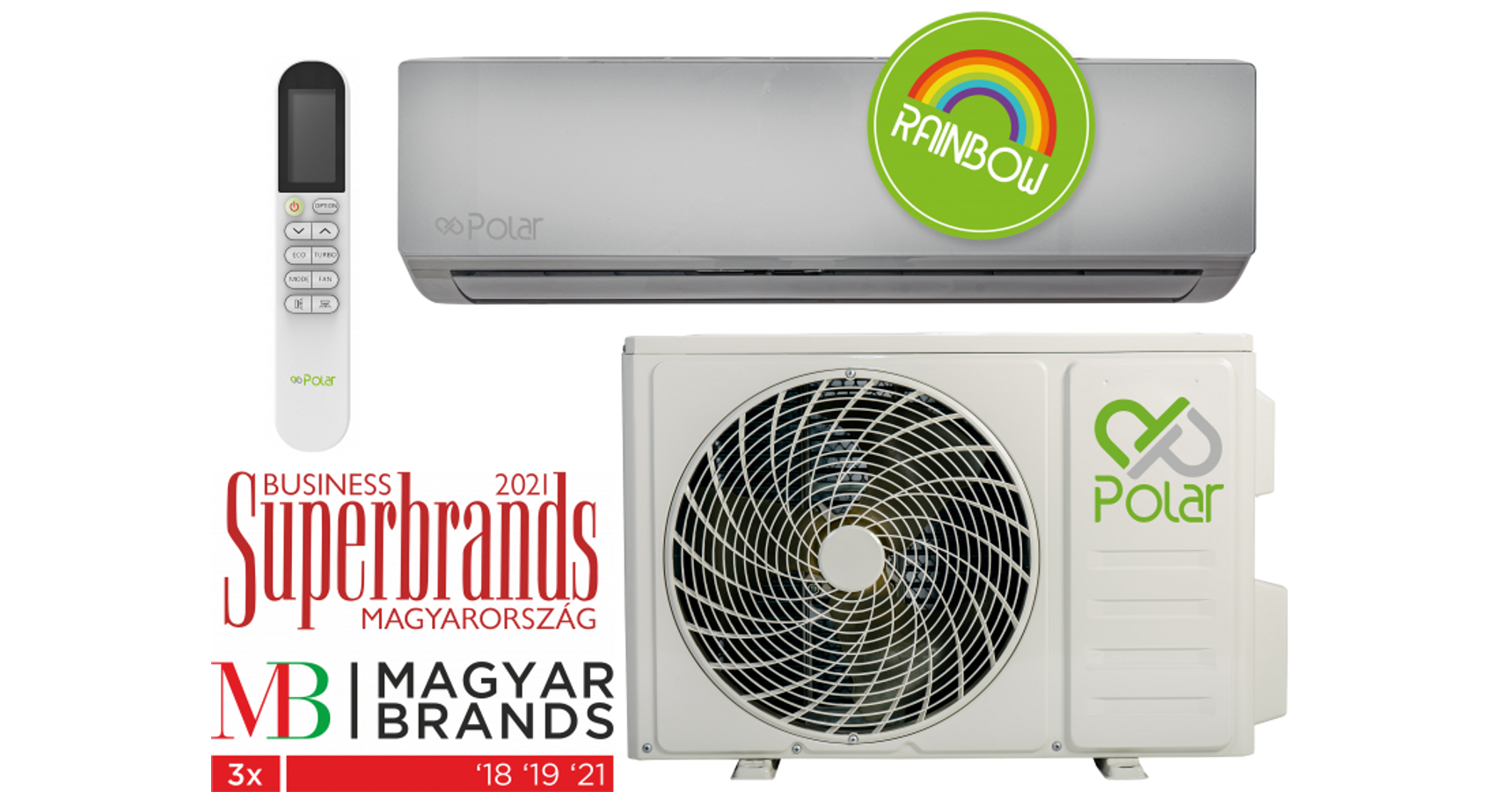 Polar Rainbow Silver 3,5 kW-os Wifi-s inverteres split klíma szett, A++